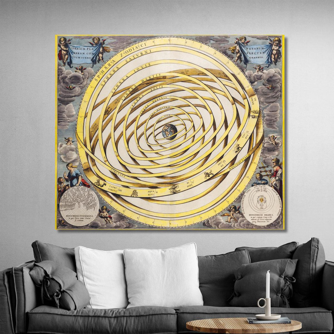 Tableau Carte Du Système Solaire Avec Modèle Géocentrique Et Sphères ...