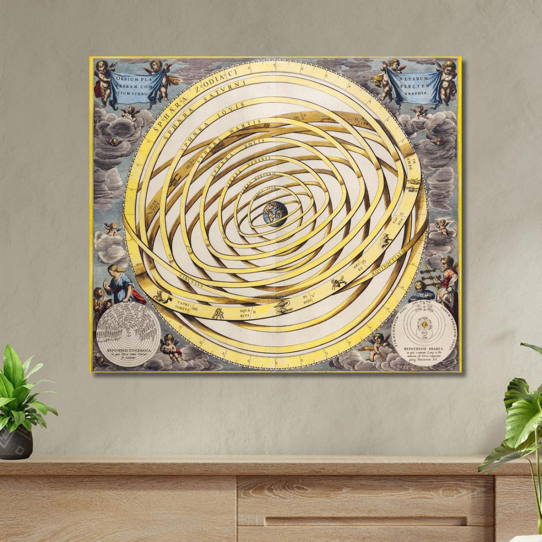 Tableau Carte Du Système Solaire Avec Modèle Géocentrique Et Sphères ...